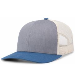 104C Heather Grey/Beige/Ocean Blue Trucker Mesh Snapback Adjustable Hat ...